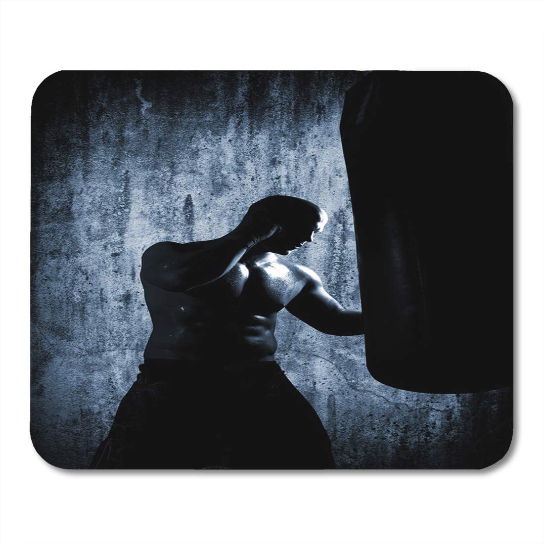 Black Workout Boxer Man During Boxing Hiting Heavy at Mousepad Mouse ...