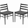 Black Woven Rope Dining Chairs, Set of 2 Metal Frame Modern Kitchen ...