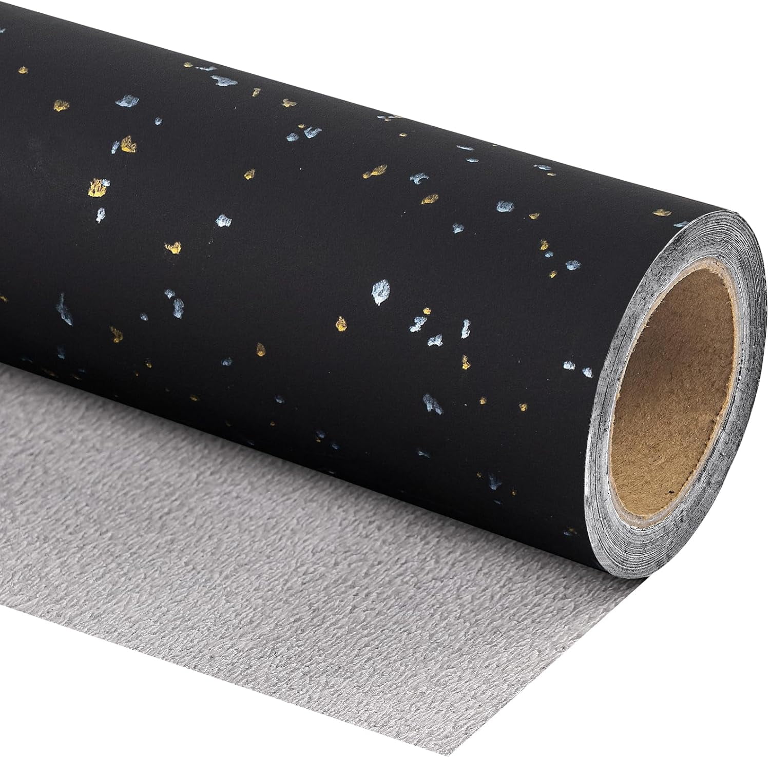 Black Wrapping Paper Roll - 17 Inch x 16.5 Feet - Black Gold Design ...