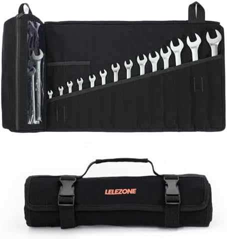 Black Wrench Roll-Up Bag Organizer with (19+1) Pockets - Durable Canvas ...