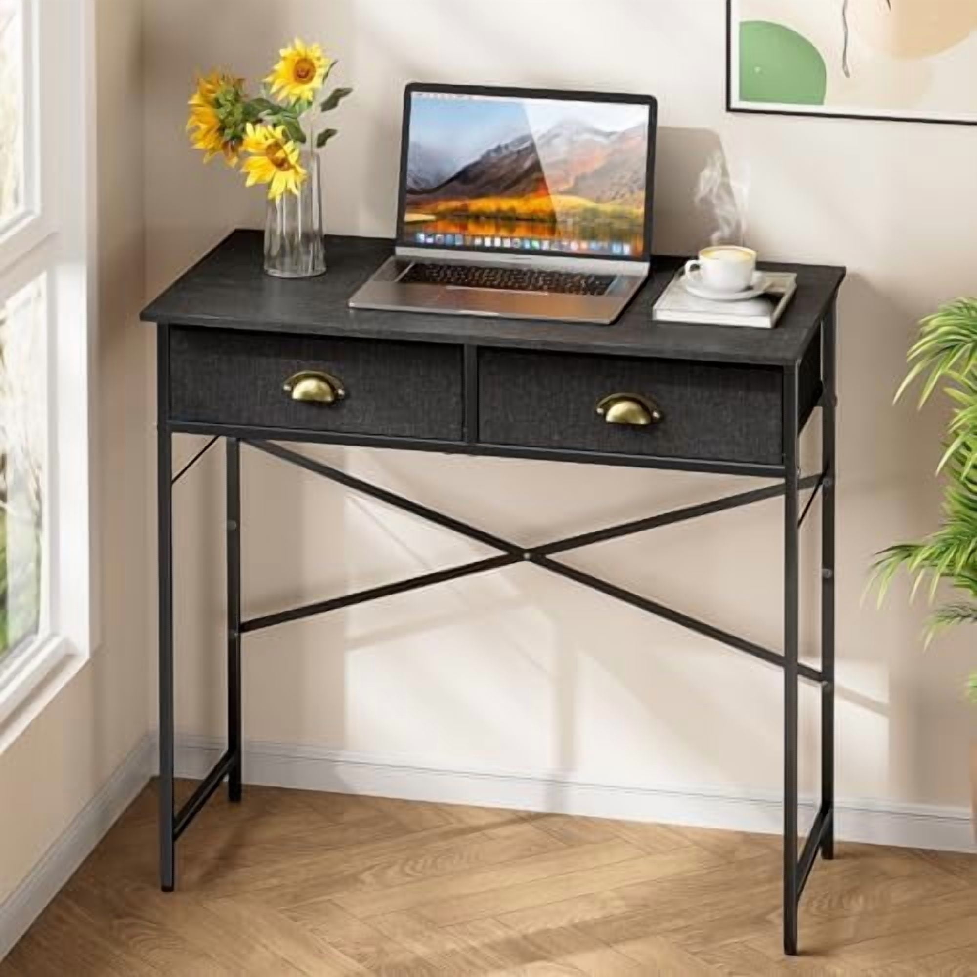 Black Writing Desk for Kids Bedroom, 31.5 Inch Small Computer Desk for ...