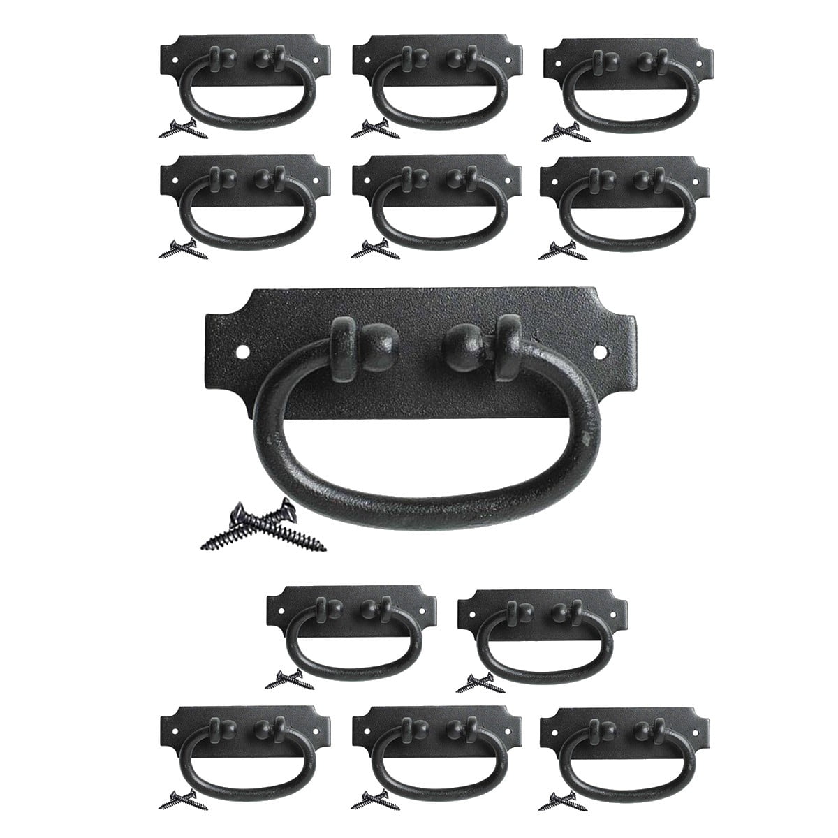 Black Wrought Iron Drop Style Cabinet Pulls Antique Hepplewhite Handles ...