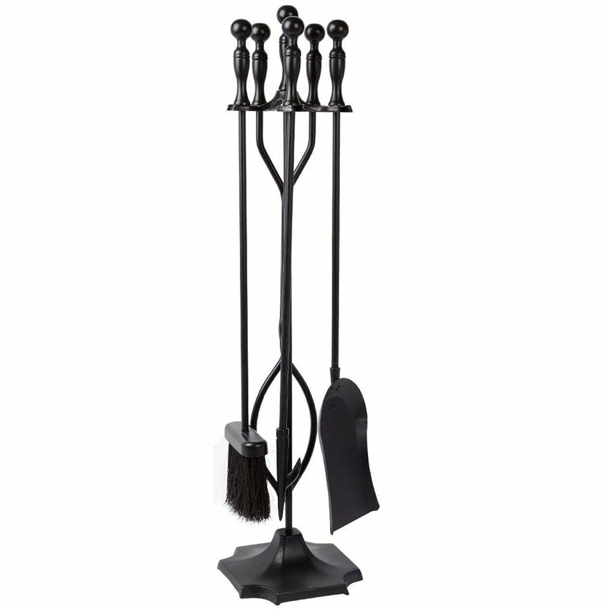 Black Wrought Iron Fireplace Fire Pit Toolset 5 Pcs Tool Set Poker ...