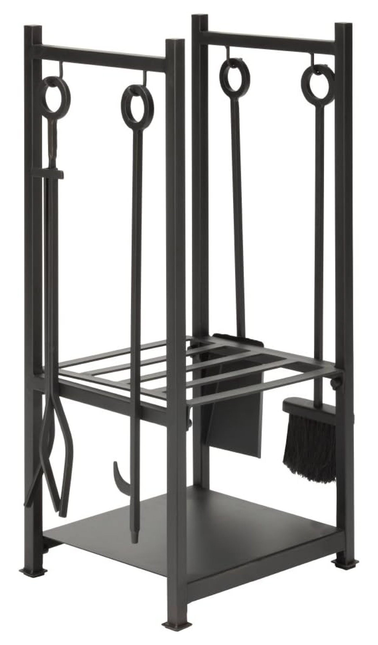 Black Wrought Iron Firewood Log Rack with Tools - Walmart.com