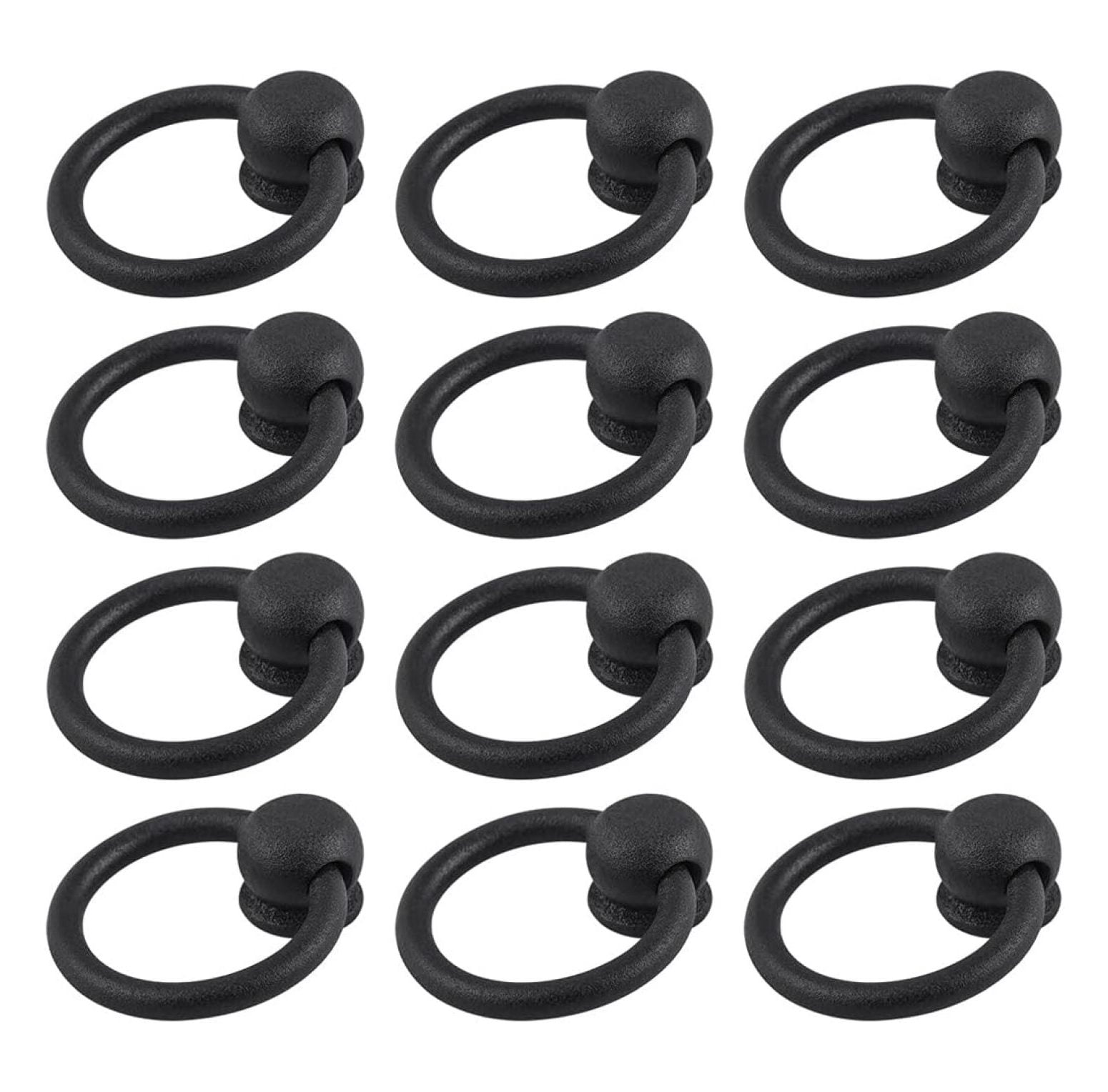 Black Wrought Iron Mission Ring Cabinet Pulls 2" Antique Drop Style ...