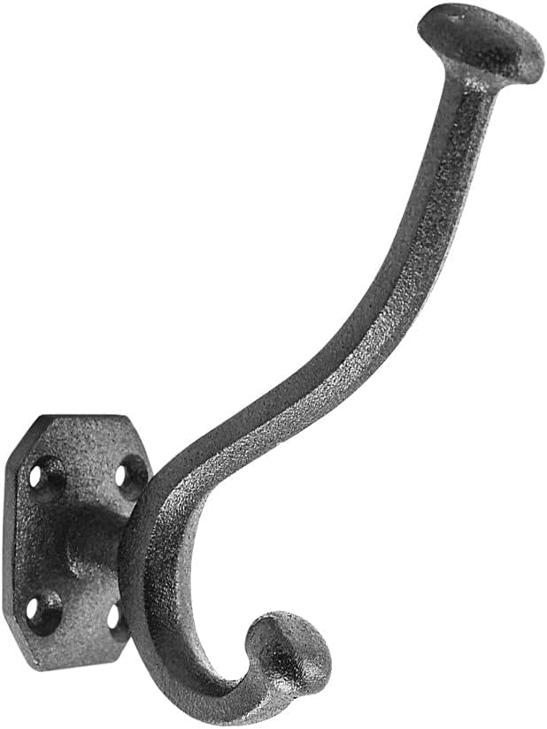 Black Wrought Iron Robe and Coat Double Hooks 5 Inches Long Rustic ...