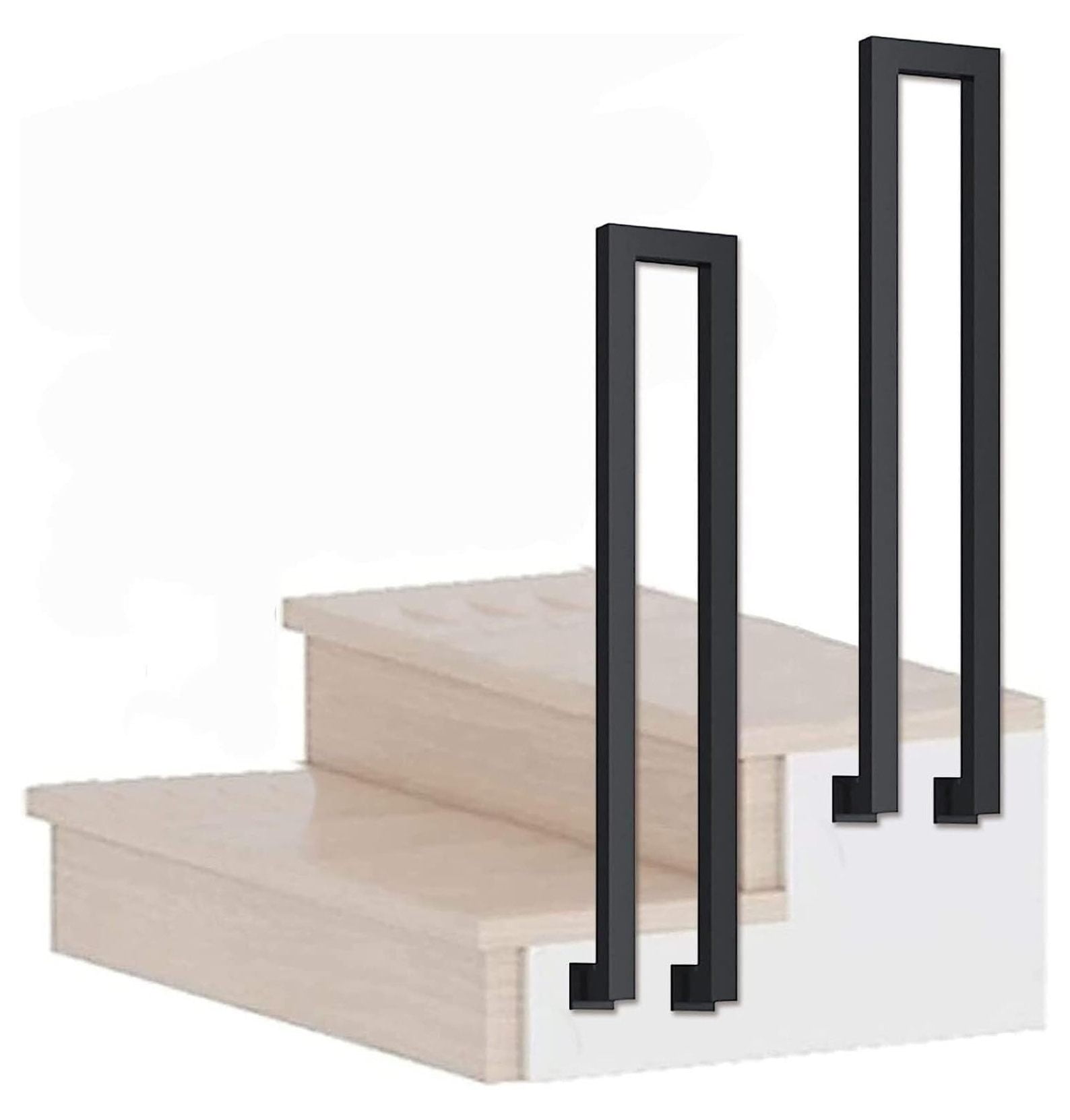 Black Wrought Iron Stair Railing, U-Shaped Handrail for Indoor/Outdoor ...