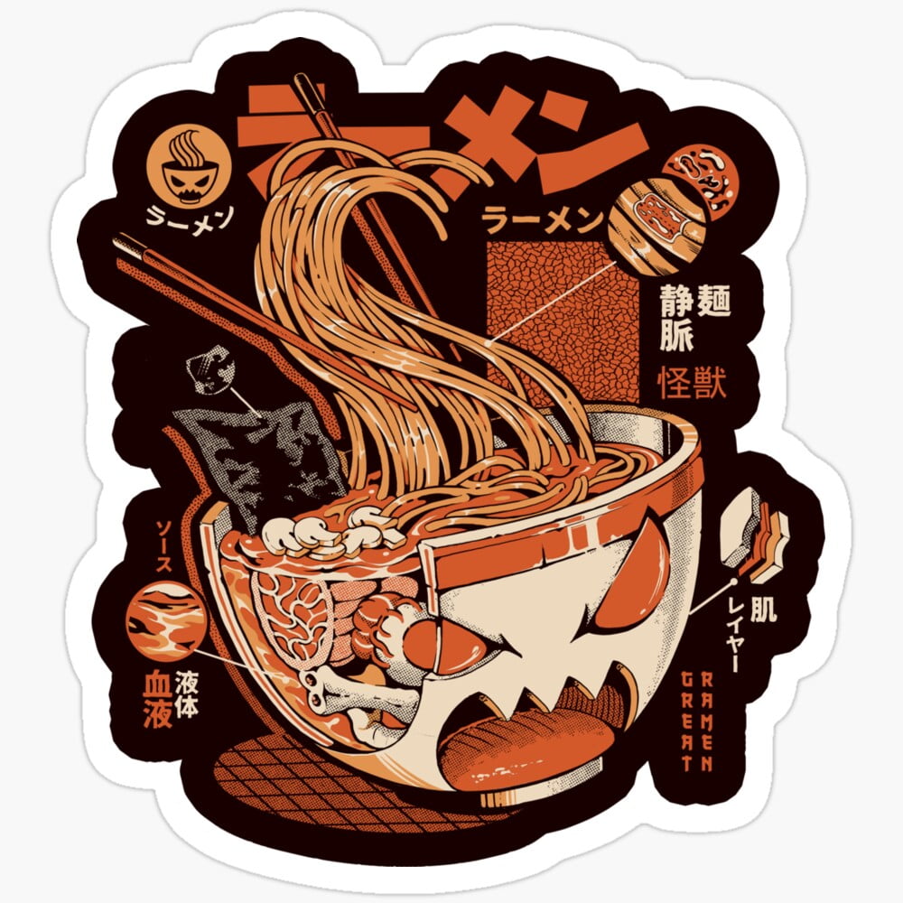Black X-Ray Great Ramen! Sticker Phone Decal Water Bottle Stickers Car ...