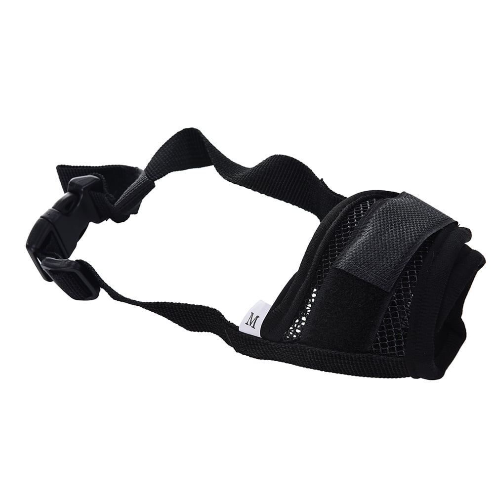 (Black XL)Pet Dog Adjustable Mask Bark Bite Mesh Mouth Muzzle Grooming ...