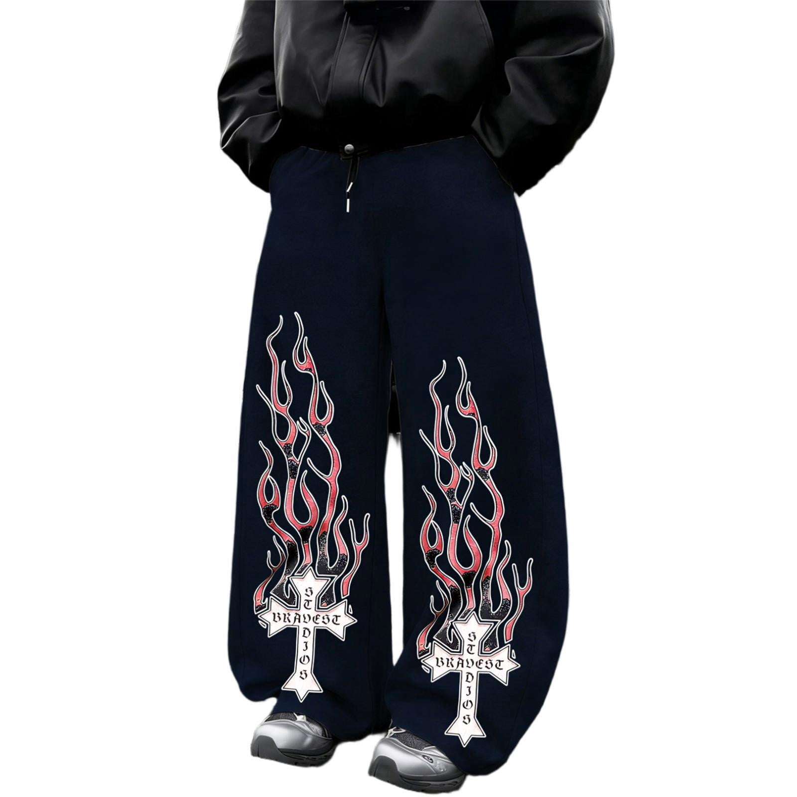 Black Y2K Baggy Gothic Sweatpants Y2K Men Emo Sweatpants 2000's Clothes ...