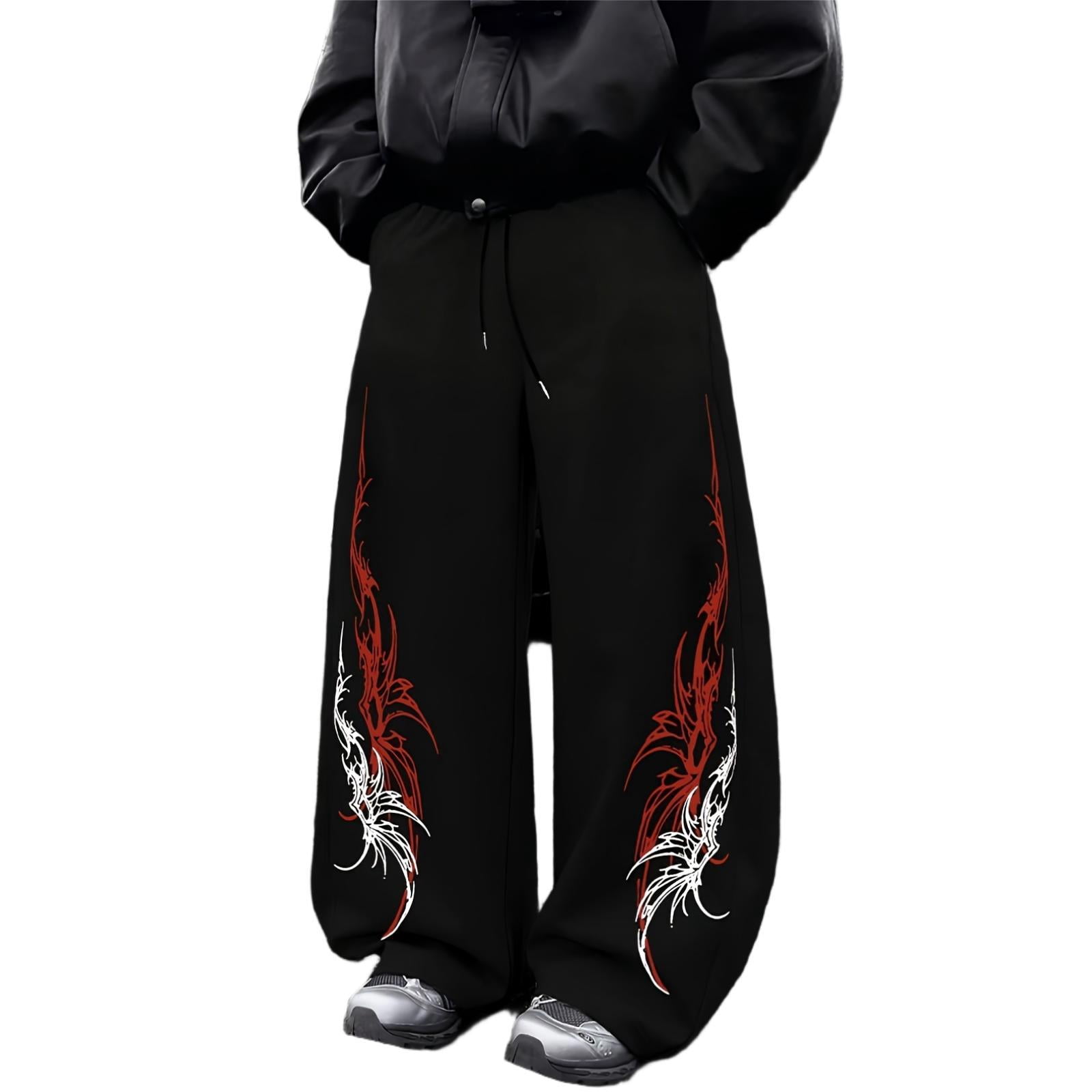 Black Y2K Baggy Gothic Sweatpants Y2K Men Emo Sweatpants 2000's Clothes ...