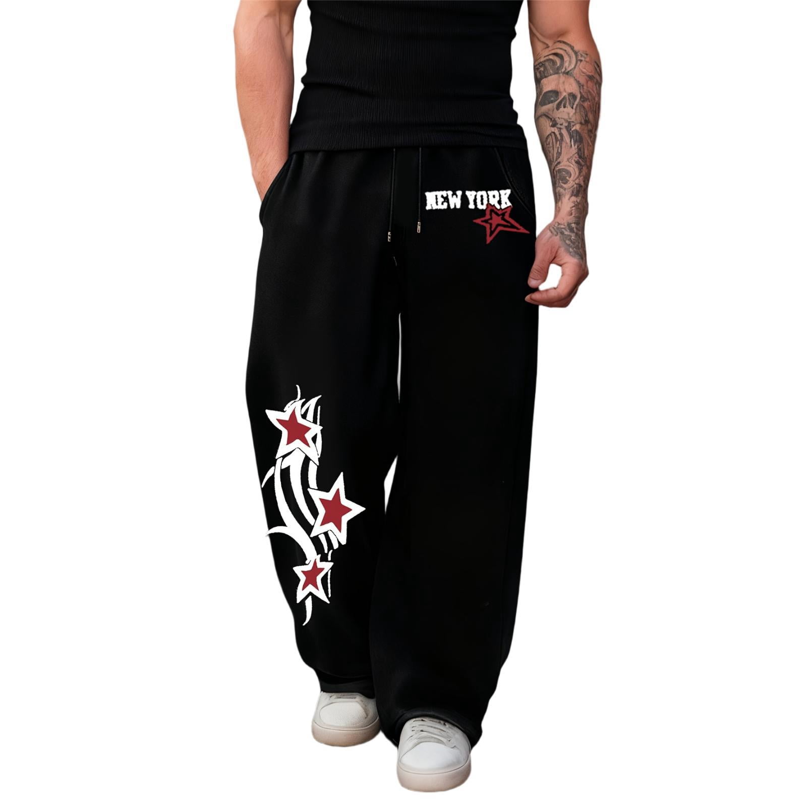 Black Y2K Baggy Gothic Sweatpants Y2K Men Emo Sweatpants 2000's Clothes ...