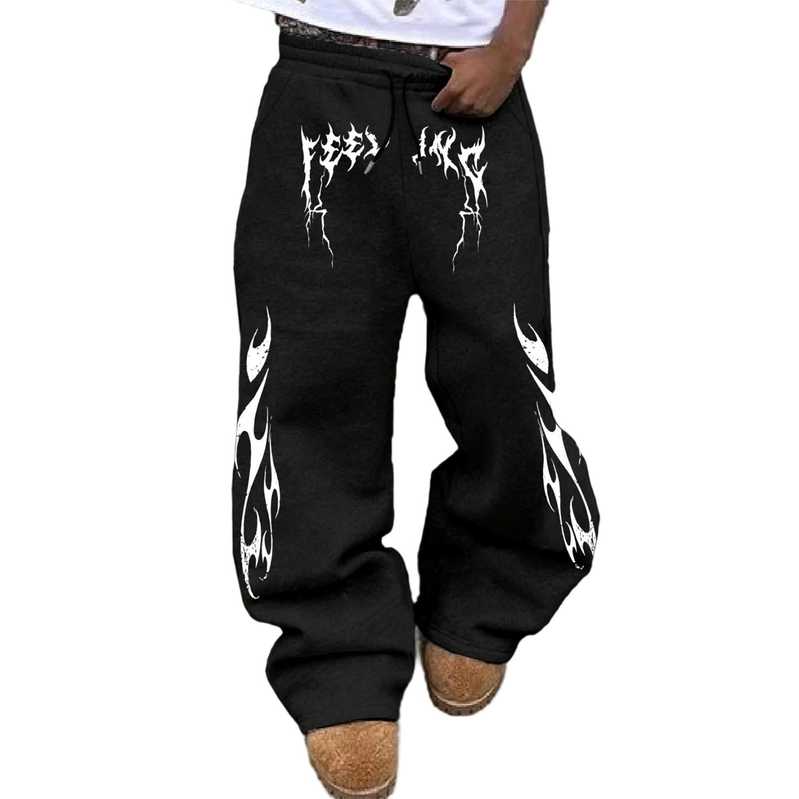Black Y2K Baggy Gothic Sweatpants Y2K Men Emo Sweatpants 2000's Clothes ...