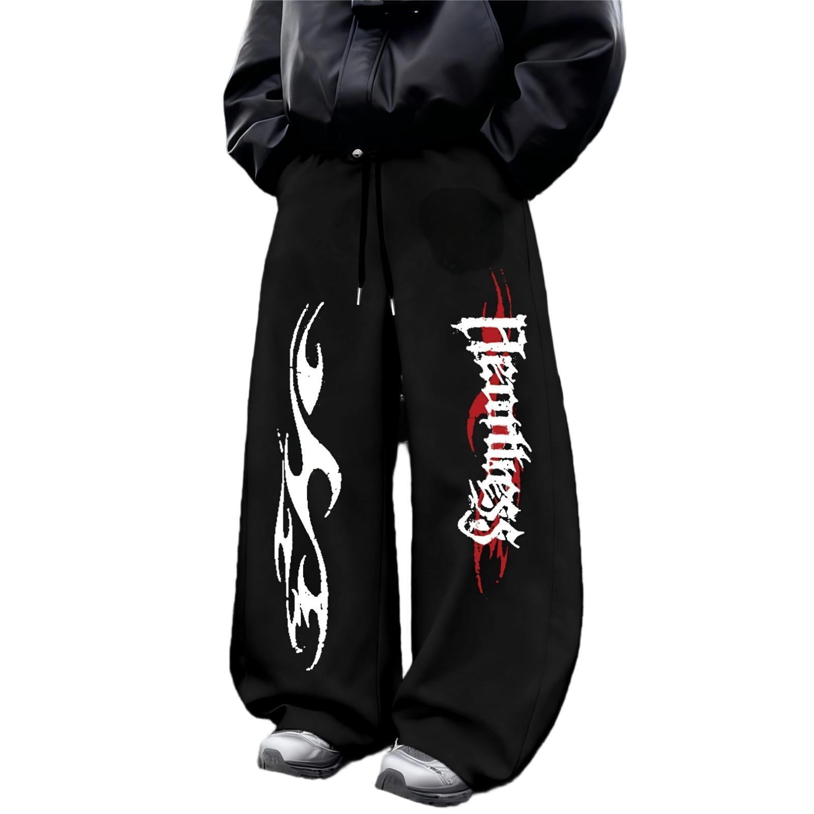 Black Y2K Baggy Gothic Sweatpants Y2K Men Emo Sweatpants 2000's Clothes ...