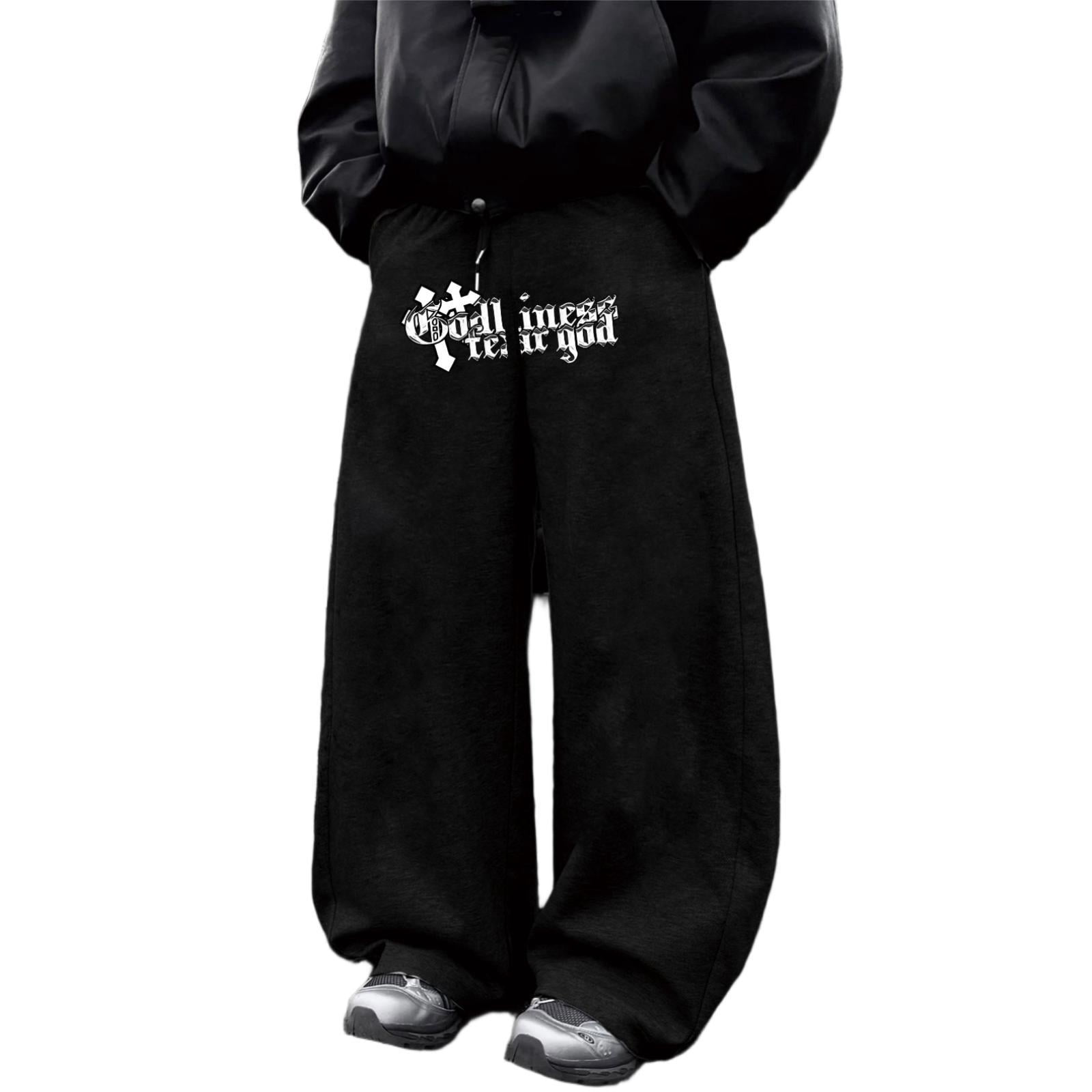Black Y2K Baggy Gothic Sweatpants Y2K Men Emo Sweatpants 2000's Clothes ...