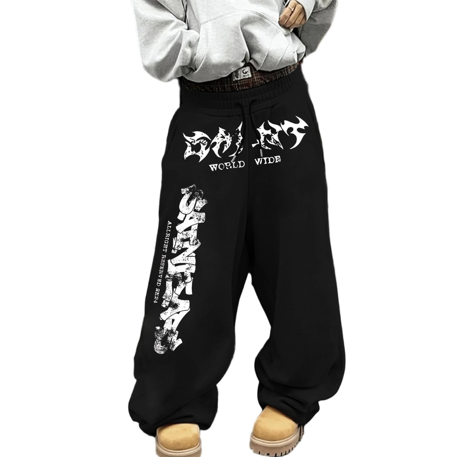 Black Y2K Baggy Gothic Sweatpants Y2K Men Emo Sweatpants 2000's Clothes ...