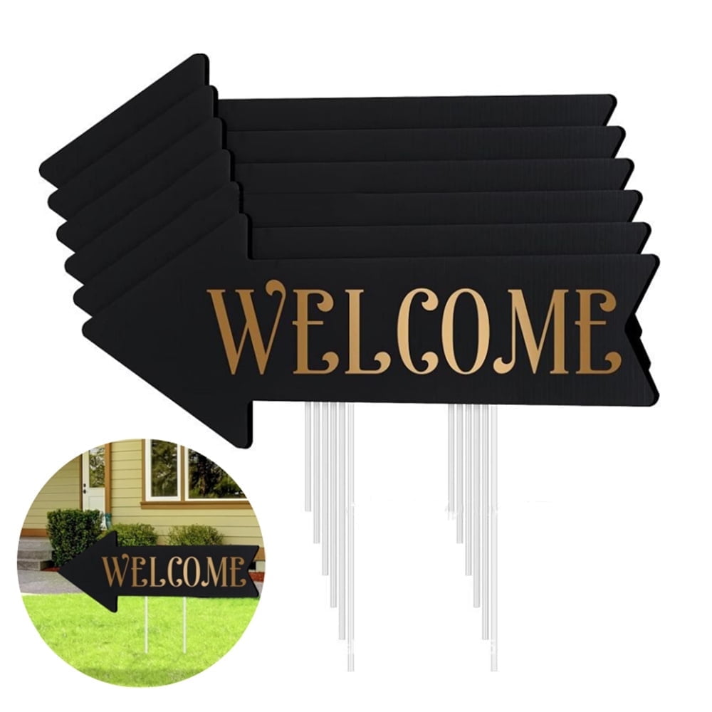 QZS Black Yard Sale Signs,Welcome Signs with Metal Stakes,Double Sided ...