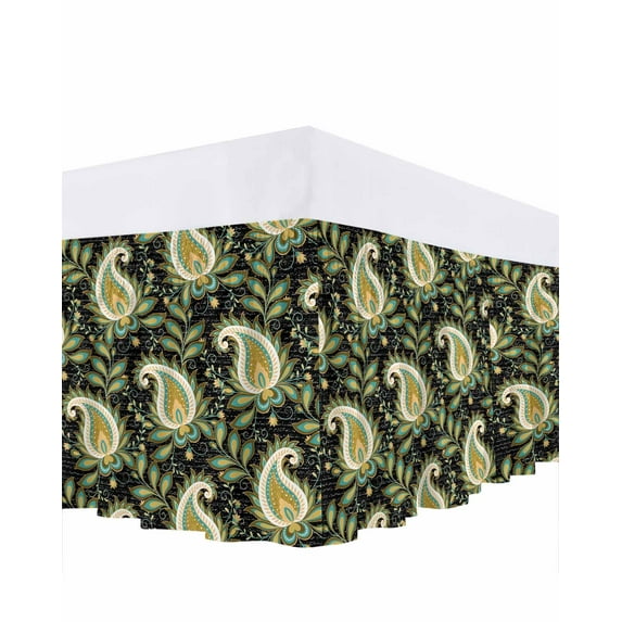 Black Yellow Bandanna Bed Skirt King Size 18 Inch Drop, Ethnic Indian ...