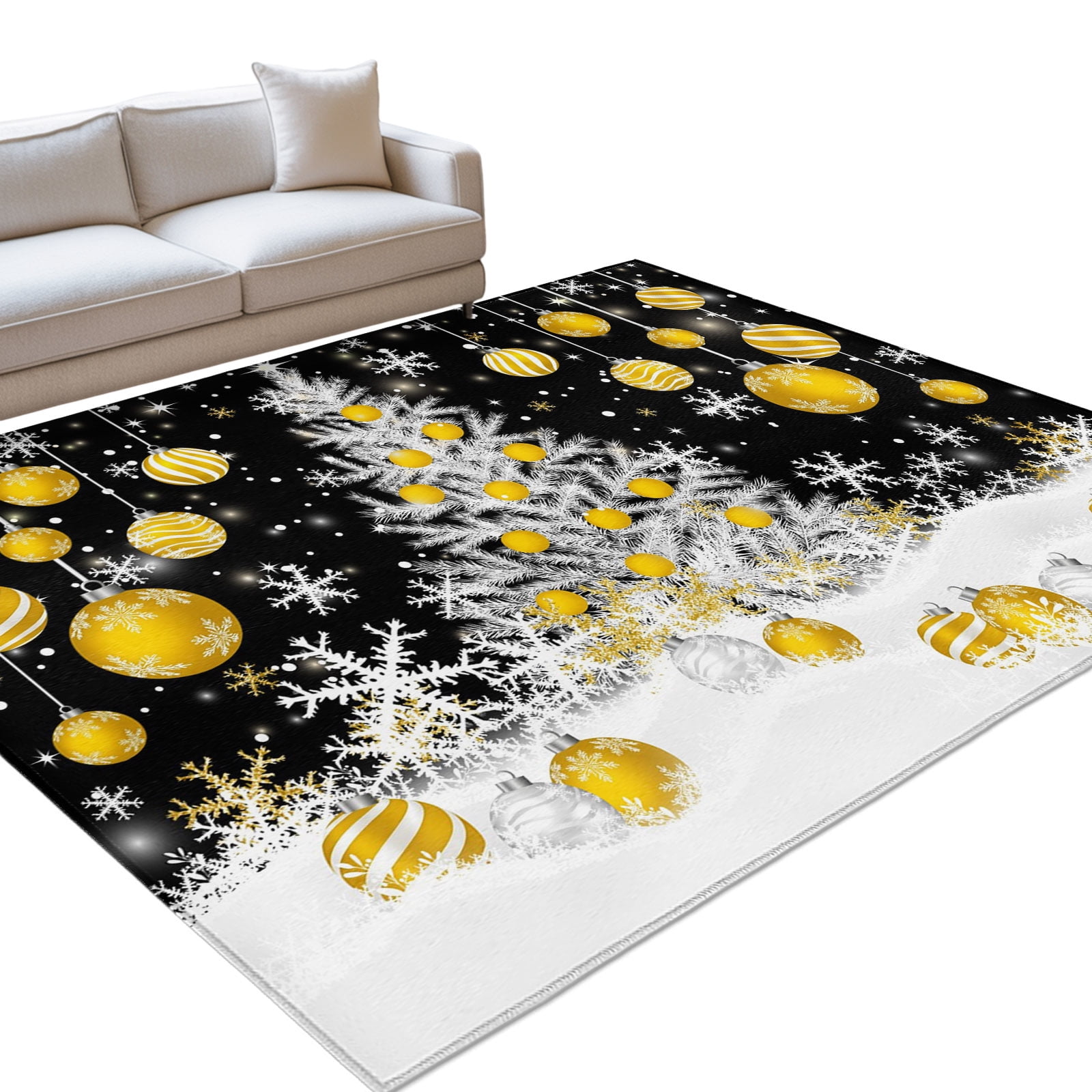 Black Yellow Christmas Washable Rug 6x9 Area Rug for Living Room ...