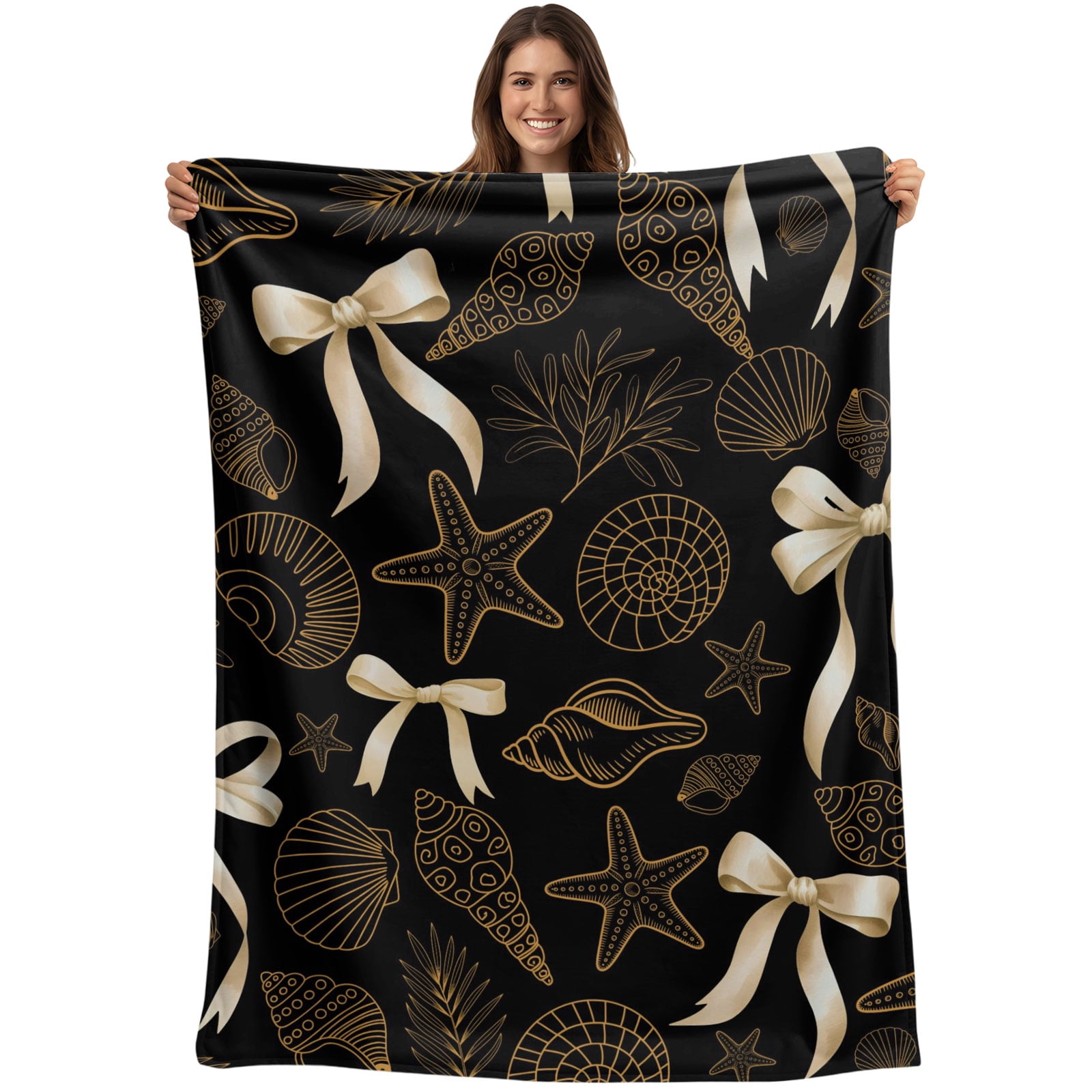 Black Yellow Coastal Blanket Soft Cozy Warm Throw Blanket for Couch ...