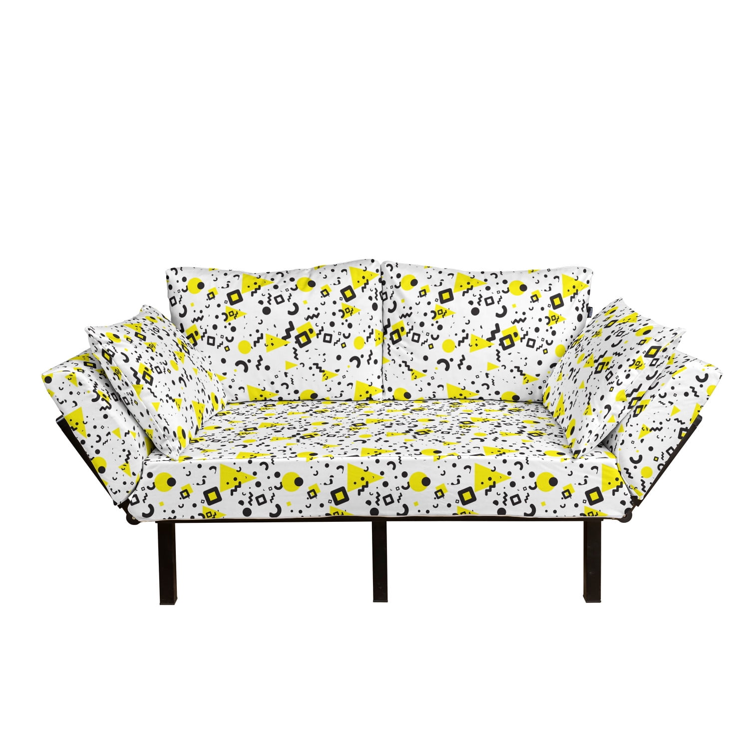 Black and Yellow Futon Couch, Prehistoric Patterns of Minimalism 80's ...
