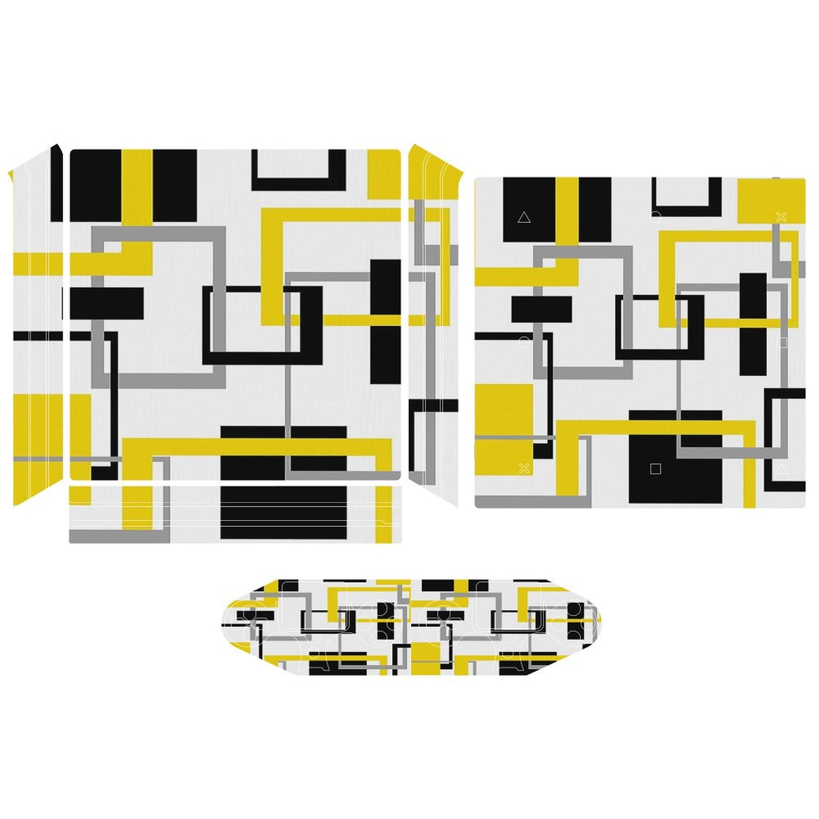 Black Yellow Geometric Lines Modern Art PS4/PS4 Pro/PS4 Slim Skin ...
