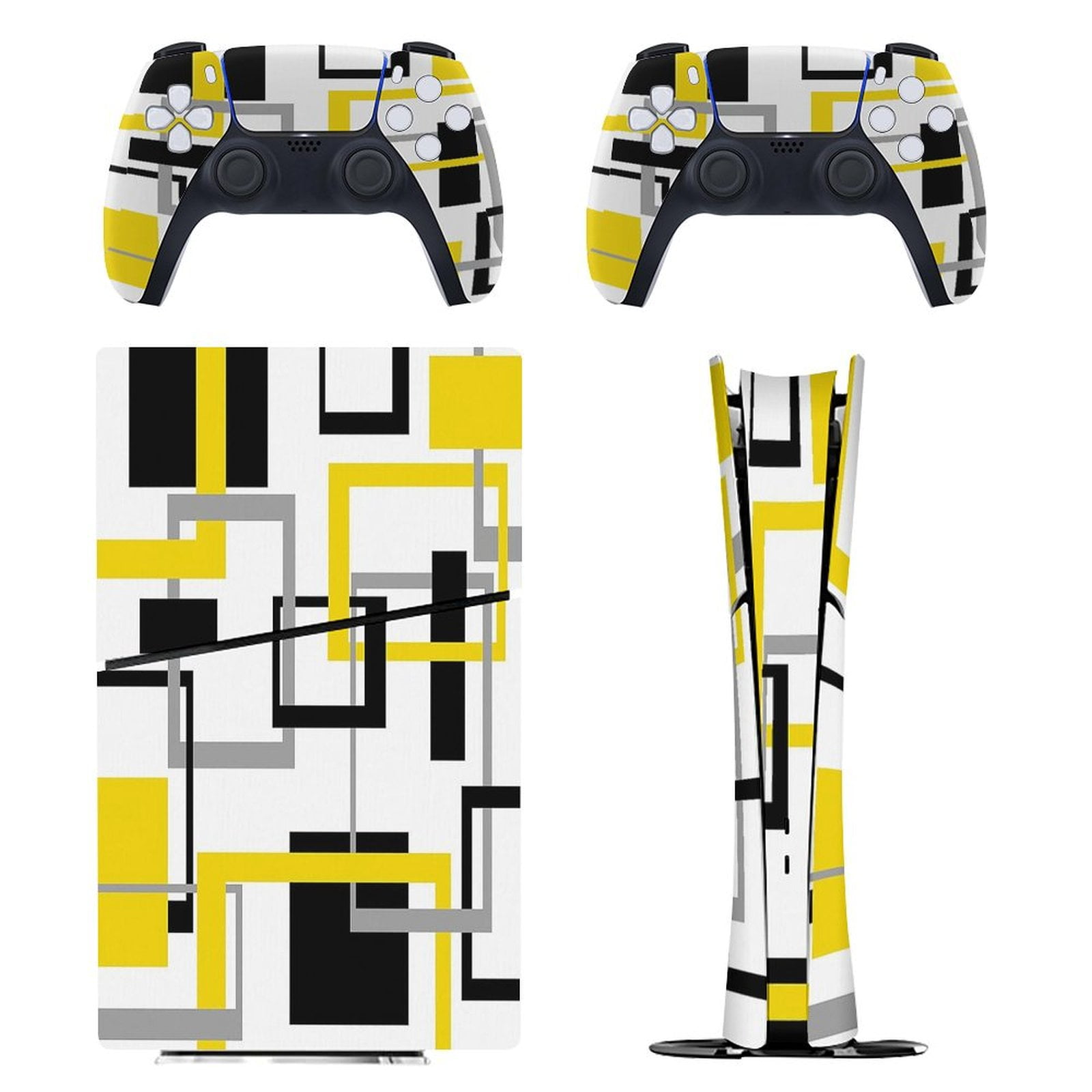 Black Yellow Geometric Lines Modern Art PS5/PS5 Pro/PS5 Slim Digital ...