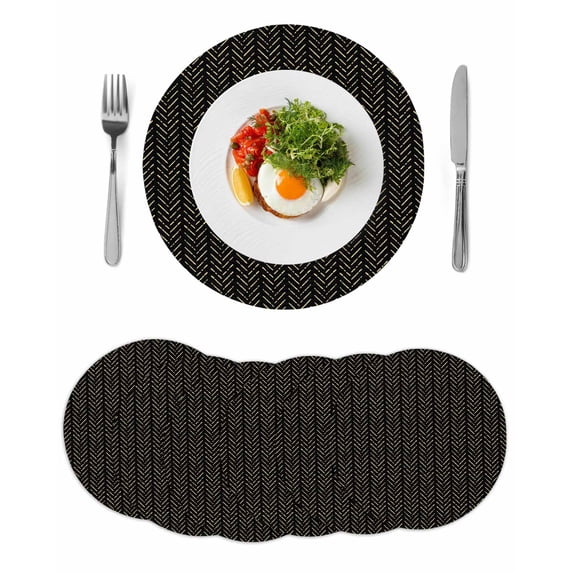 Black Yellow Geometric Round Placemats Set of 6 for Dinning Tables,Heat ...