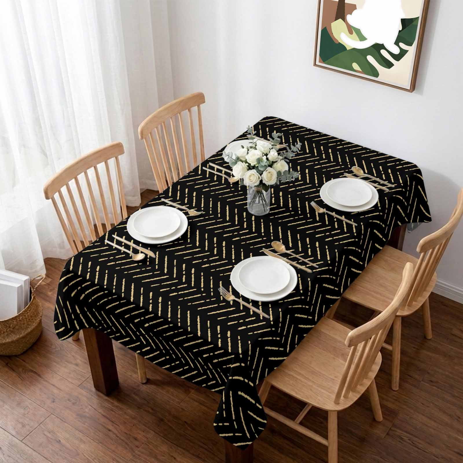 Black Yellow Geometric Table Cloth Waterproof Tablecloths, Modern ...
