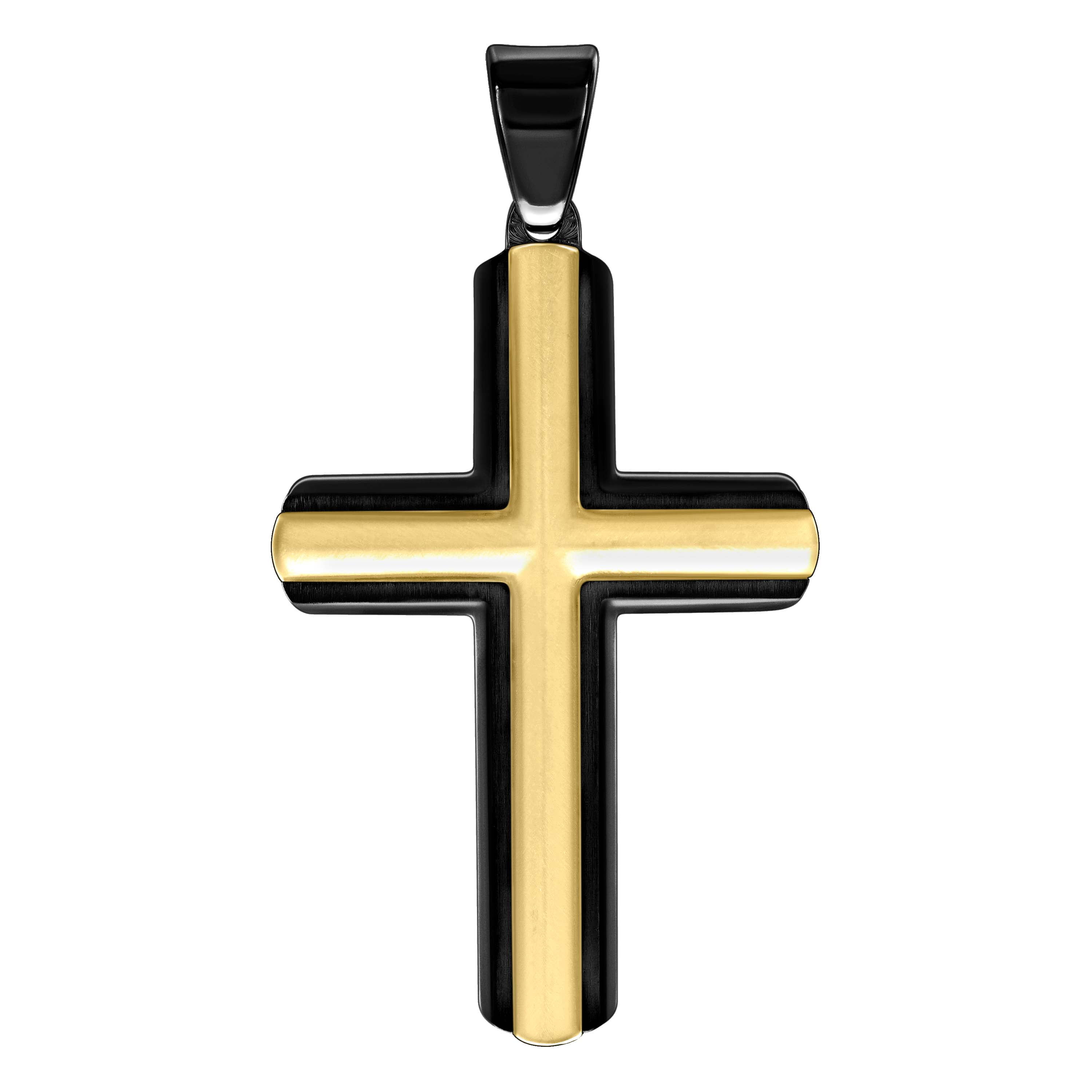Black & Yellow Gold Plated Two-Tone Stainless Steel Men's Polished ...