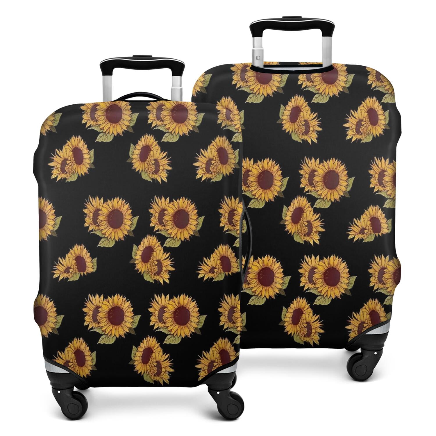 Black Yellow Green Leaf Sunflower Pattern Luggage Cover Fashion ...