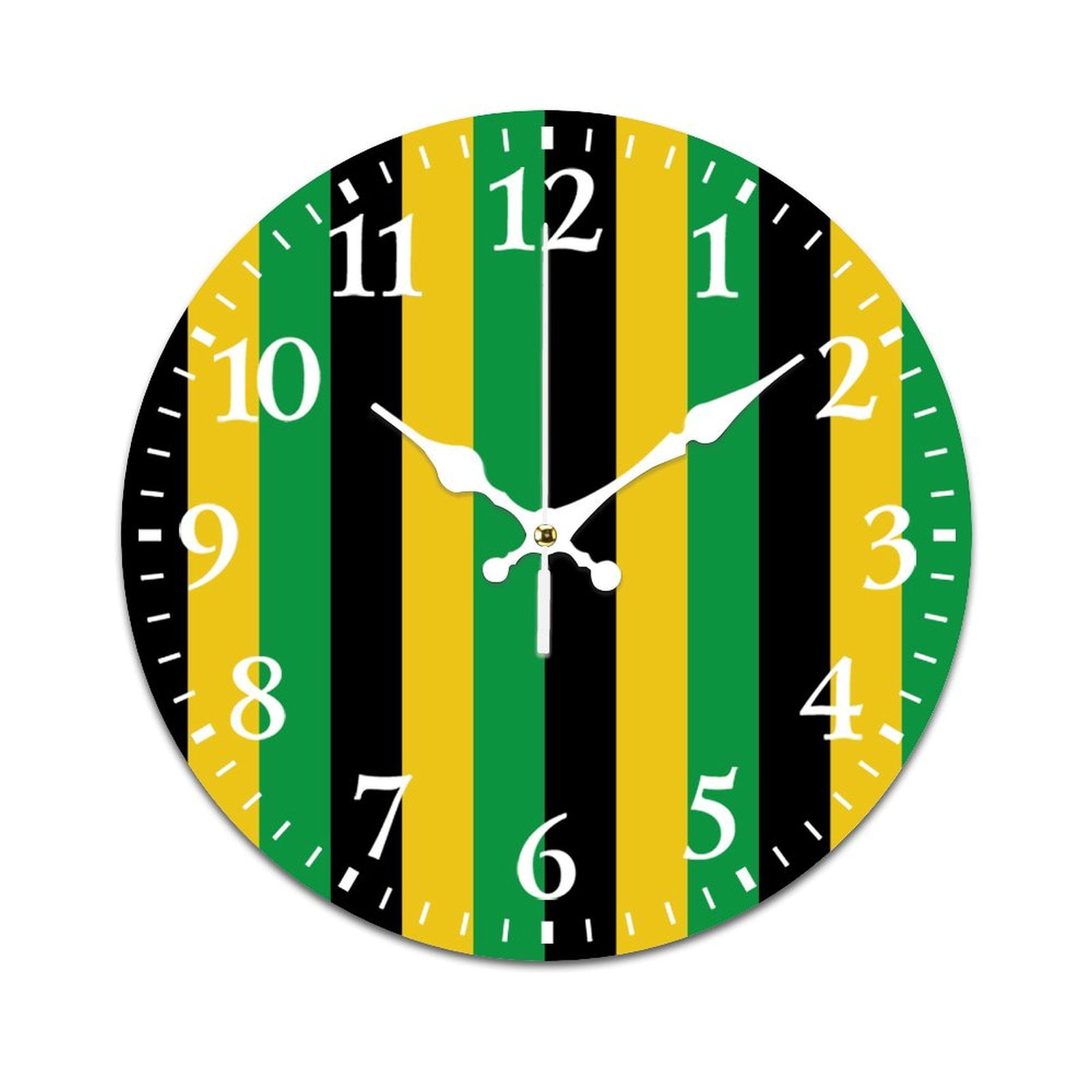 Black Yellow Green Stripes Wall Clock Modern Design Clocks Wall Hanging ...