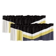 Black Yellow Lines 2 Panels Kitchen Valance, Geometric Abstract Black ...