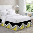Black Yellow Lines Bed Skirt Queen Size 16 Inch Drop, Geometric ...