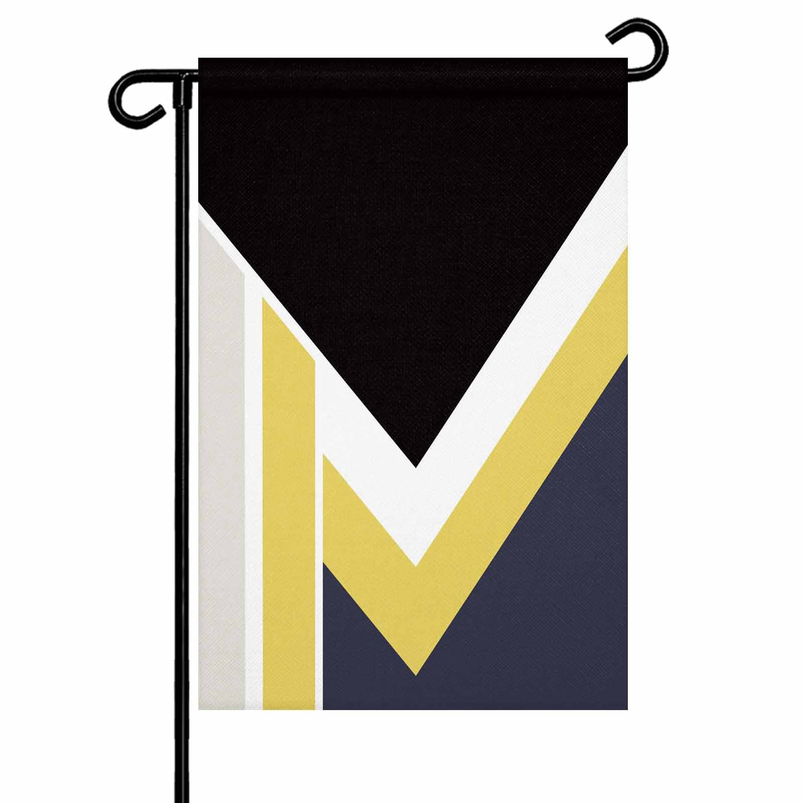 Black Yellow Lines Garden Flag 28x40 Inch Geometric Abstract Black ...