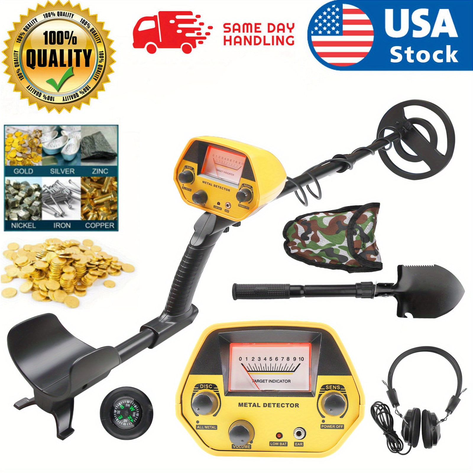 Black/Yellow Metal Detector for Adults Professional, Higher Accuracy ...