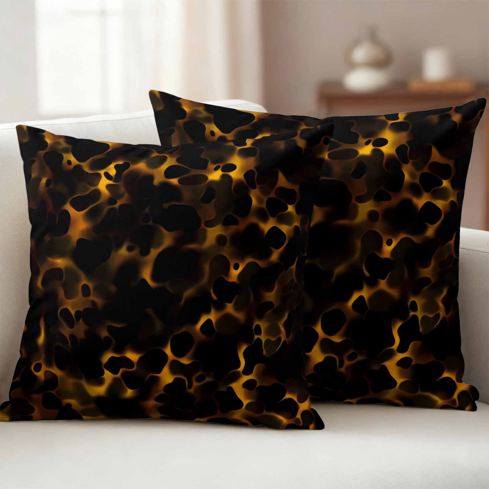 Black Yellow Orange Outdoor Waterproof Throw Pillow Covers 20x20 Set of ...