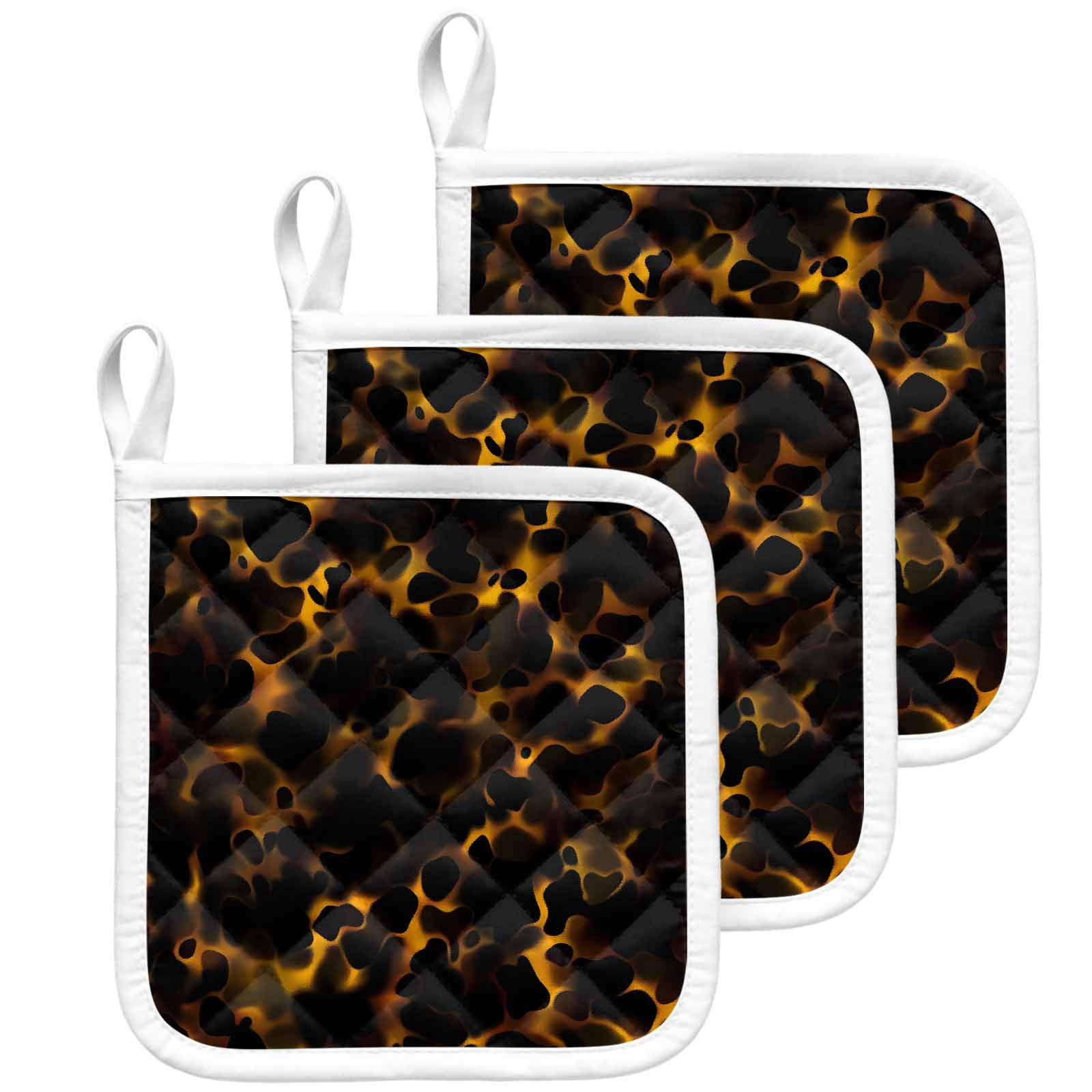 Black Yellow Orange Pot Holders for Kitchen Heatproof Potholder, 3 Pack ...
