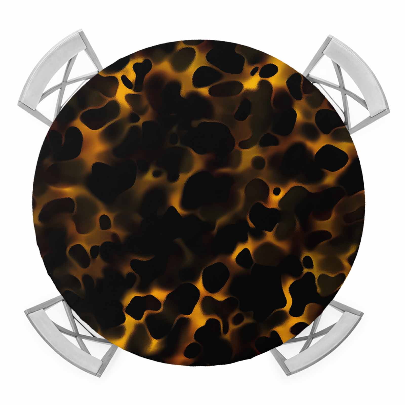 Black Yellow Orange Round Tablecloth for 36-44 Inch Tables, Fitted ...