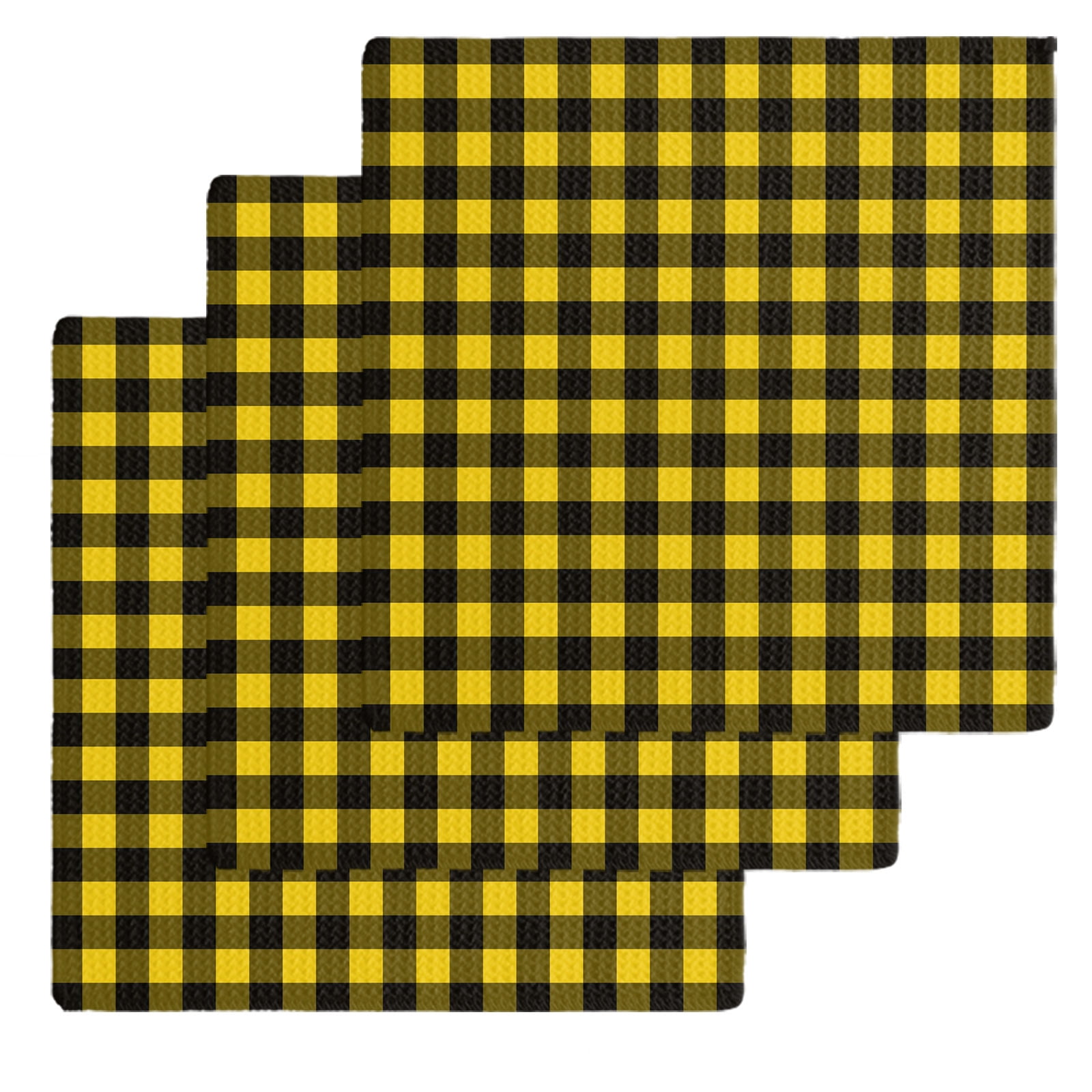 Black Yellow Plaid Kitchen Dish Towels for Drying Dishes Set of 3 ...