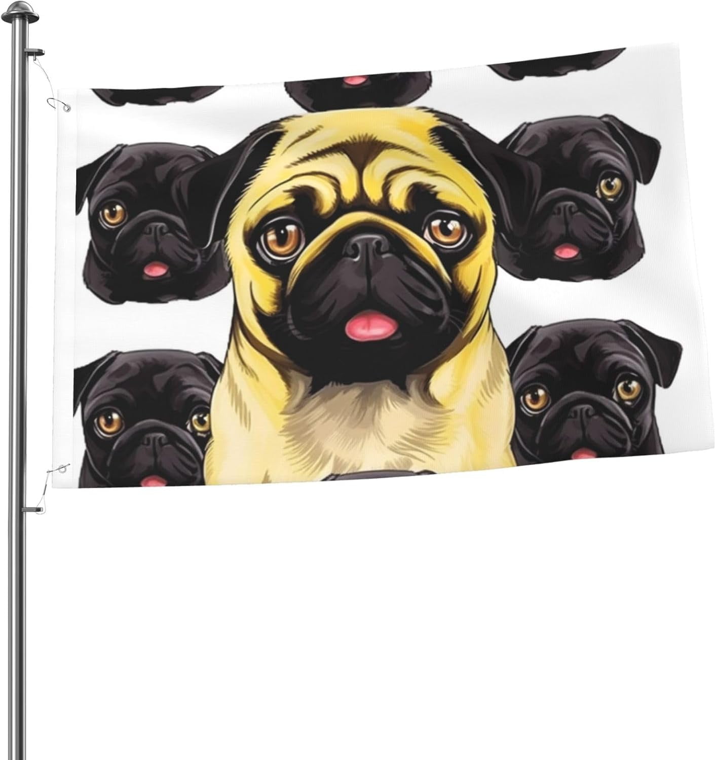 Black Yellow Pug Garden Flags Holiday Banner with Brass Grommets Large ...
