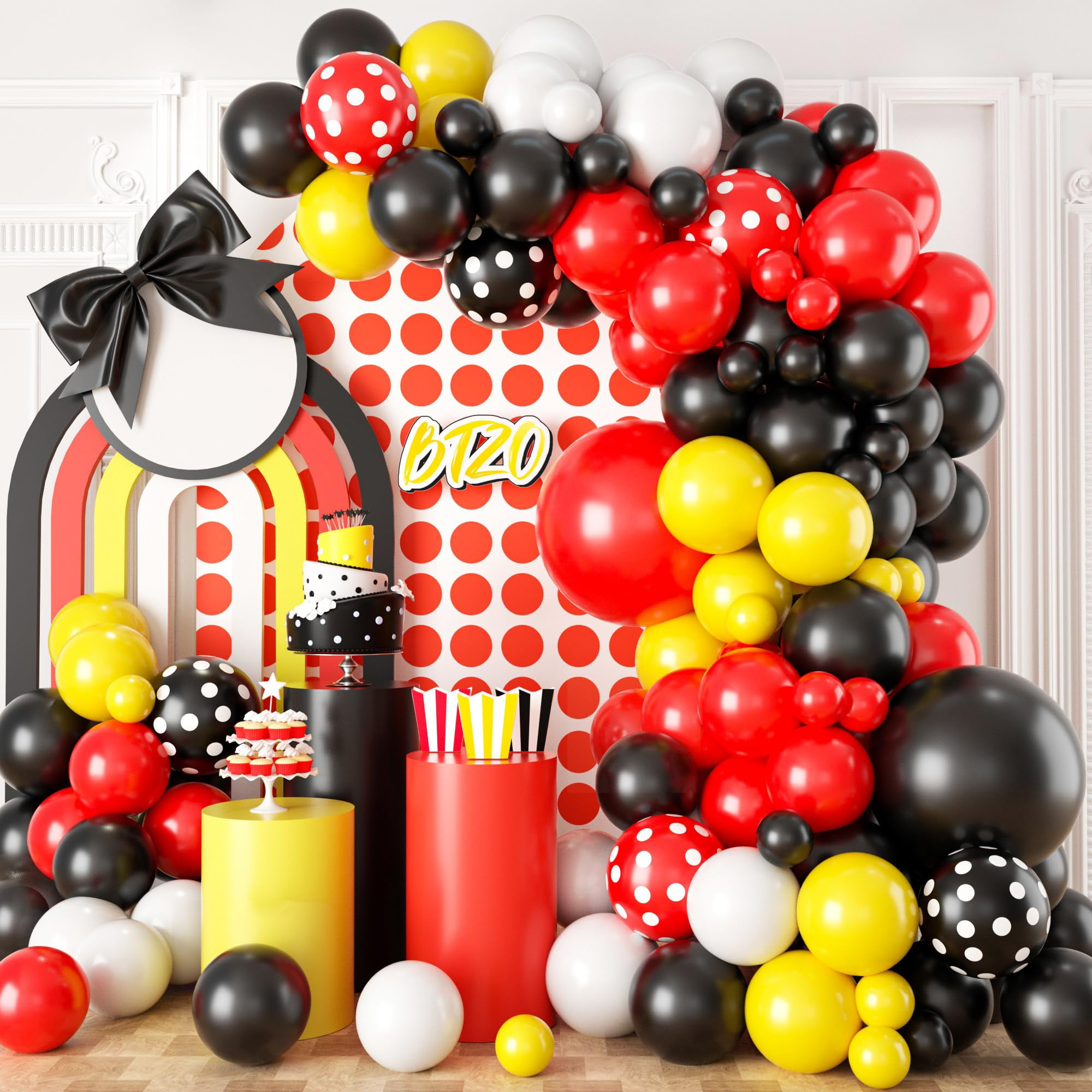 Black Yellow Red Balloon Garland Arch ZLK1 Kit,BTZO Cartoon Mouse ...