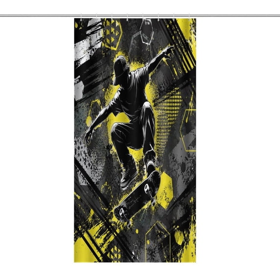 Black Yellow Street Art Style Print Shower Curtain,Cloth Fabric ...