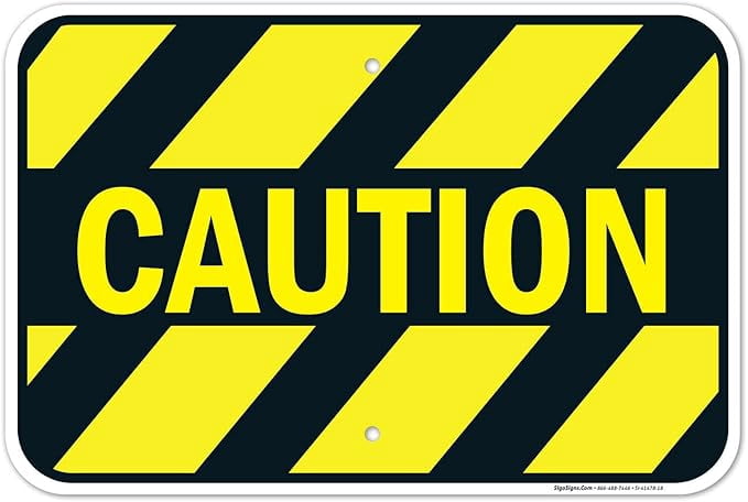 Black Yellow Striped Caution Sign Metal Sign 12"x8" - Walmart.com