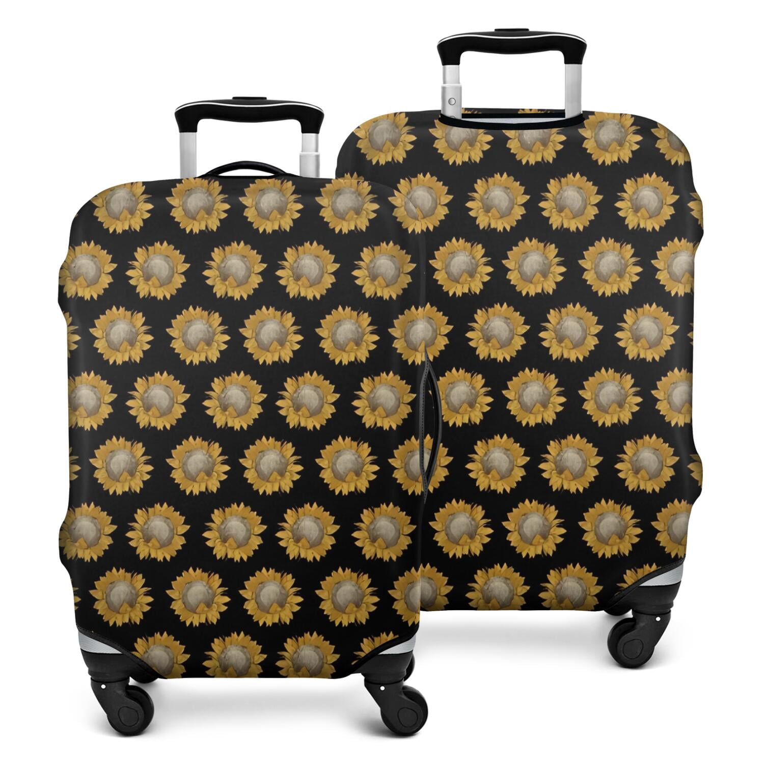 Black Yellow Sunflower Pattern Luggage Cover Fashion Suitcase Cover ...