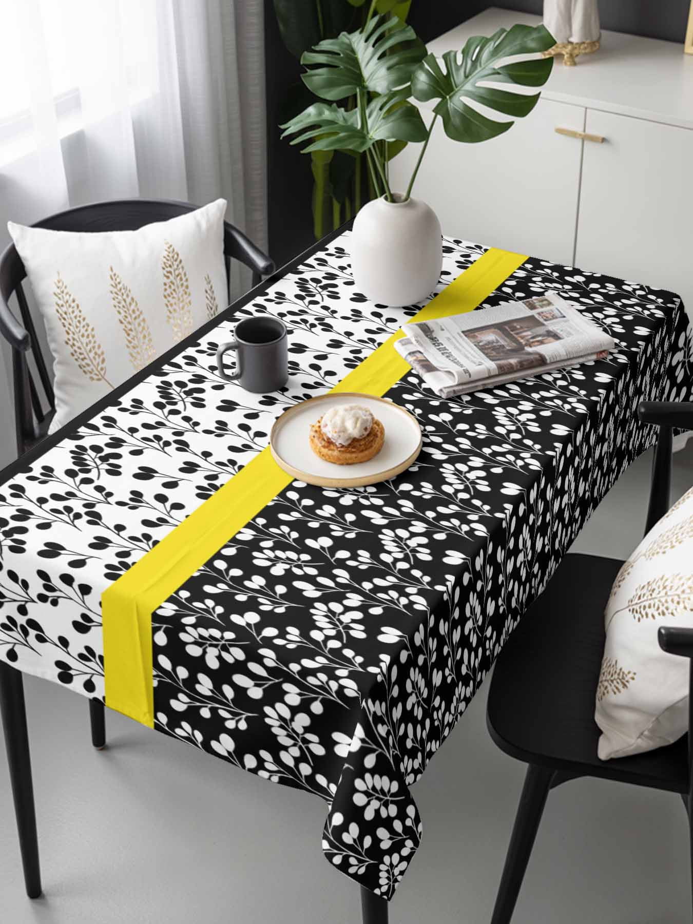 Black Yellow Tablecloth Rectangle Table Cloths 54x108, Waterproof ...