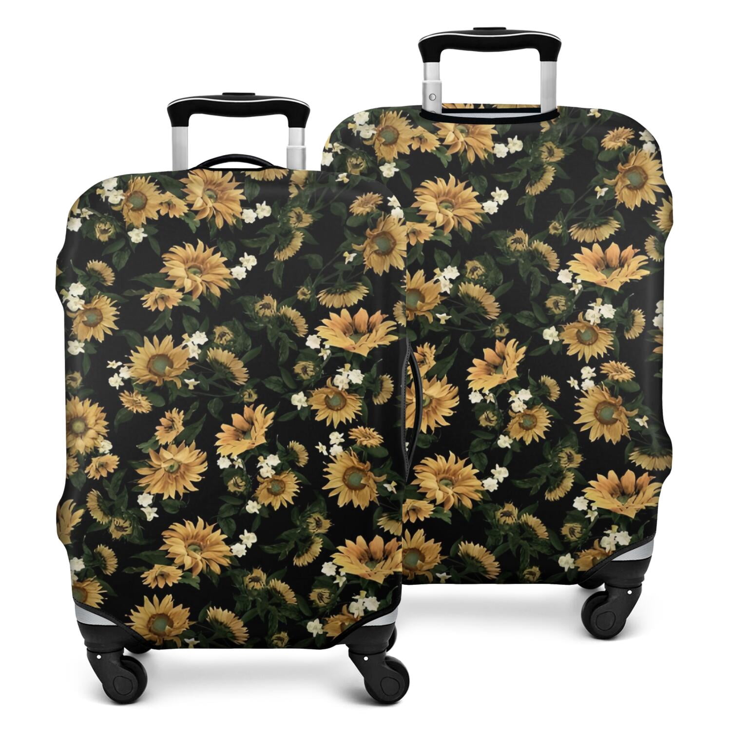 Black Yellow White Flower Sunflower Pattern Luggage Cover Fashion ...