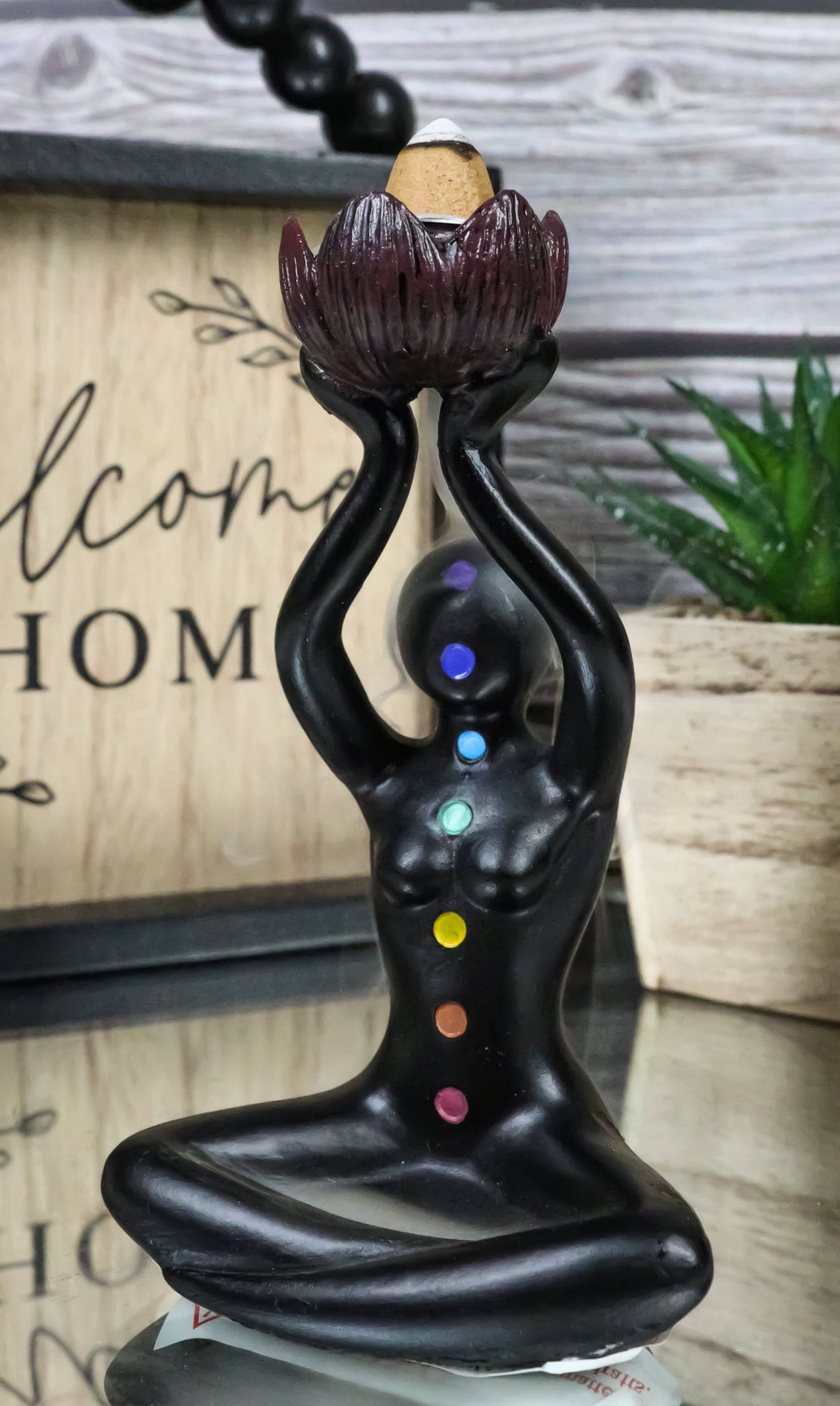Black Yoga Meditation Avatar With 7 Chakra Zone Colors Backflow Incense ...