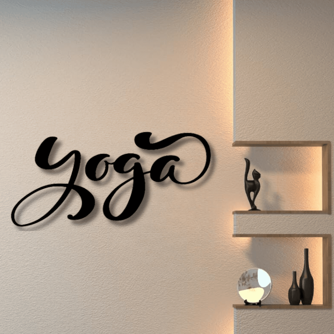 Black Yoga Script Wood Wall Art - Walmart.com