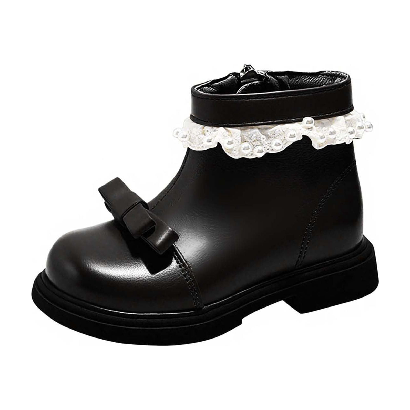 Black Young Girls Ankle Boots With Thick Warm Interior And Fashionable ...
